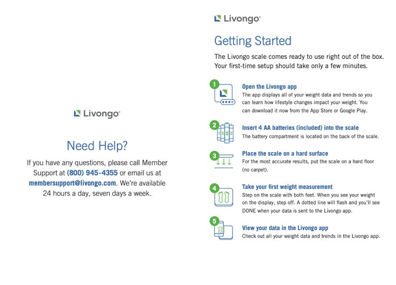 Livongo WM1000 scale user guide