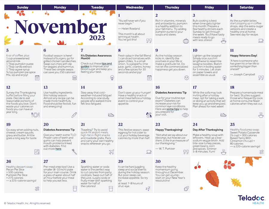 30 days of tips for a healthy November